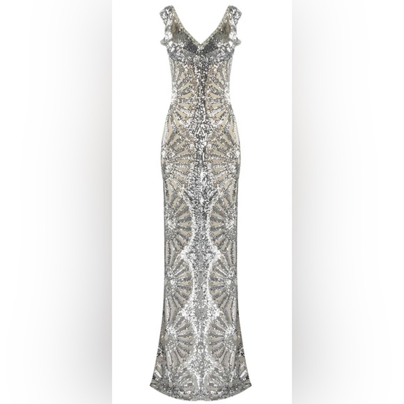 Dresses | Loved By You Glamours Silver Sequence Rhinestone Beading Maxi ...